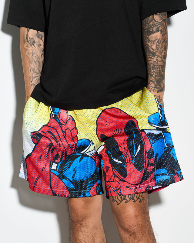 Deadpool Comic Art Retro Shorts Chalk Line Apparel