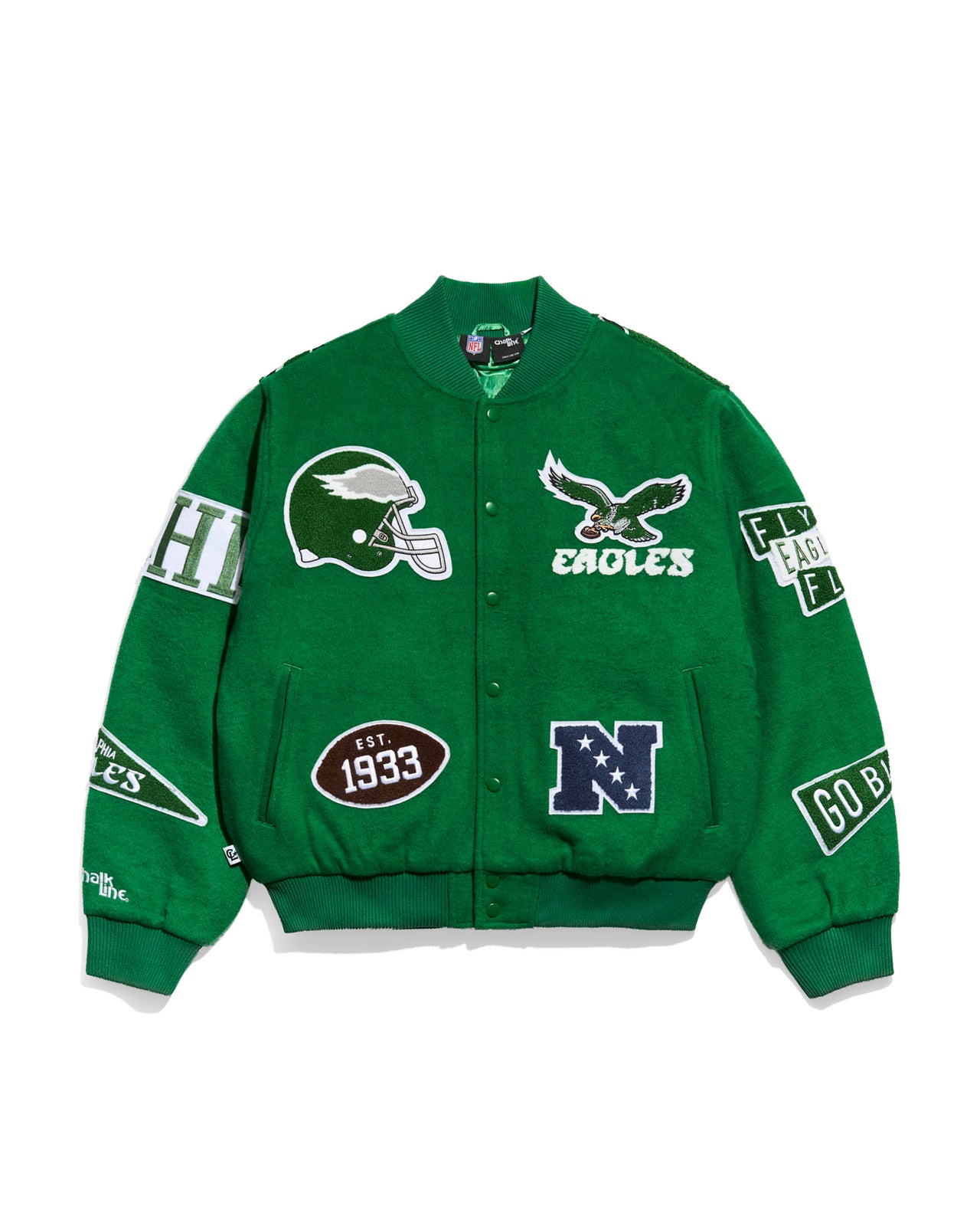 Philadelphia Eagles Kelly Green Pennant Varsity Jacket – Chalk Line Apparel