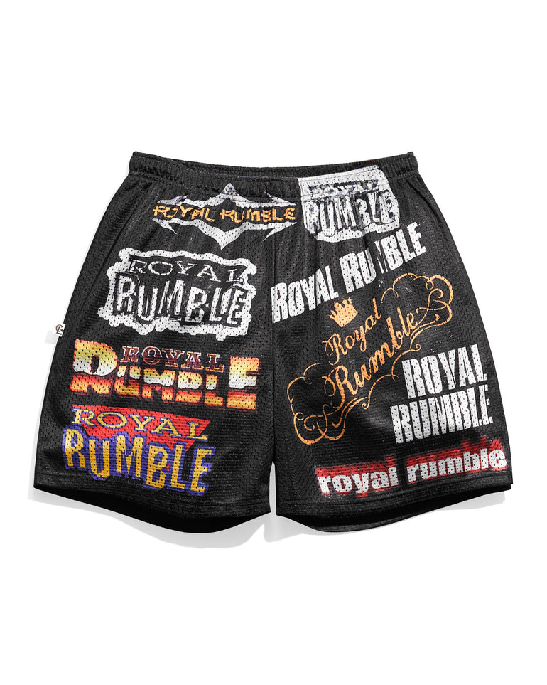 Men's mesh shorts with retro WWE, Music, and Movie themed prints ...